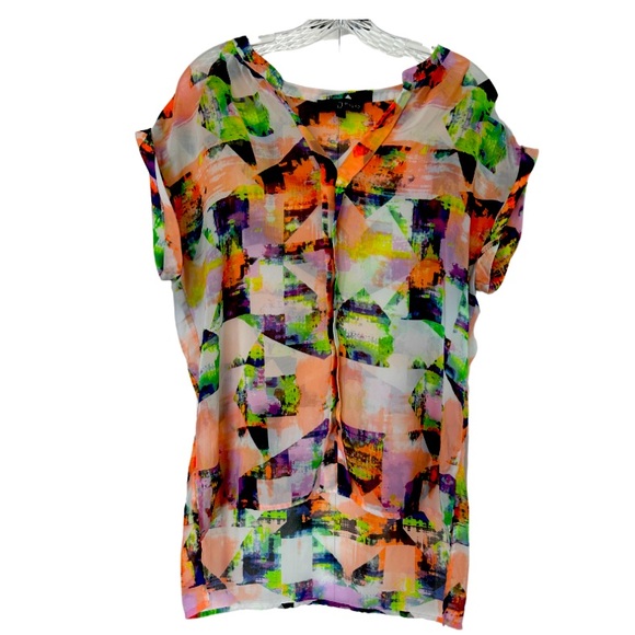 Fred David | Tops | Fred David Sheer Top With Contemporary Art Design ...